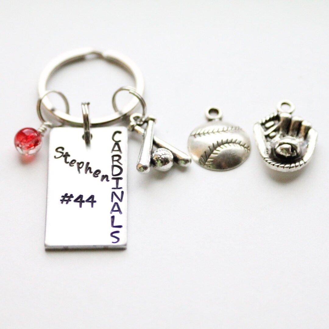 Baseball Keychain, Softball Keychain, Hand Stamped Keychain, Team ...