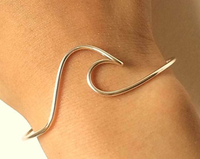 Wave Bracelet -wave Bangle -sterling Silver /gold /rose Gold Wire ...