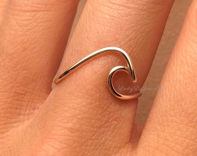 Wave Ring -sterling Silver /14K Gold /rose Gold-filled /turquoise Blue ...