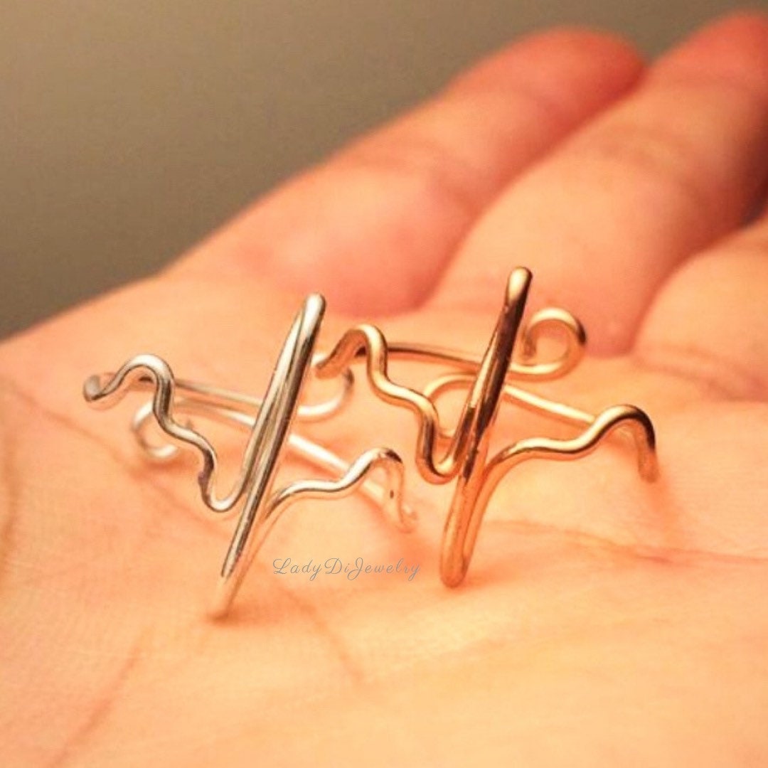 Accurate Ekg Heartbeat Ring -14K Gold /rose Gold-filled /sterling ...