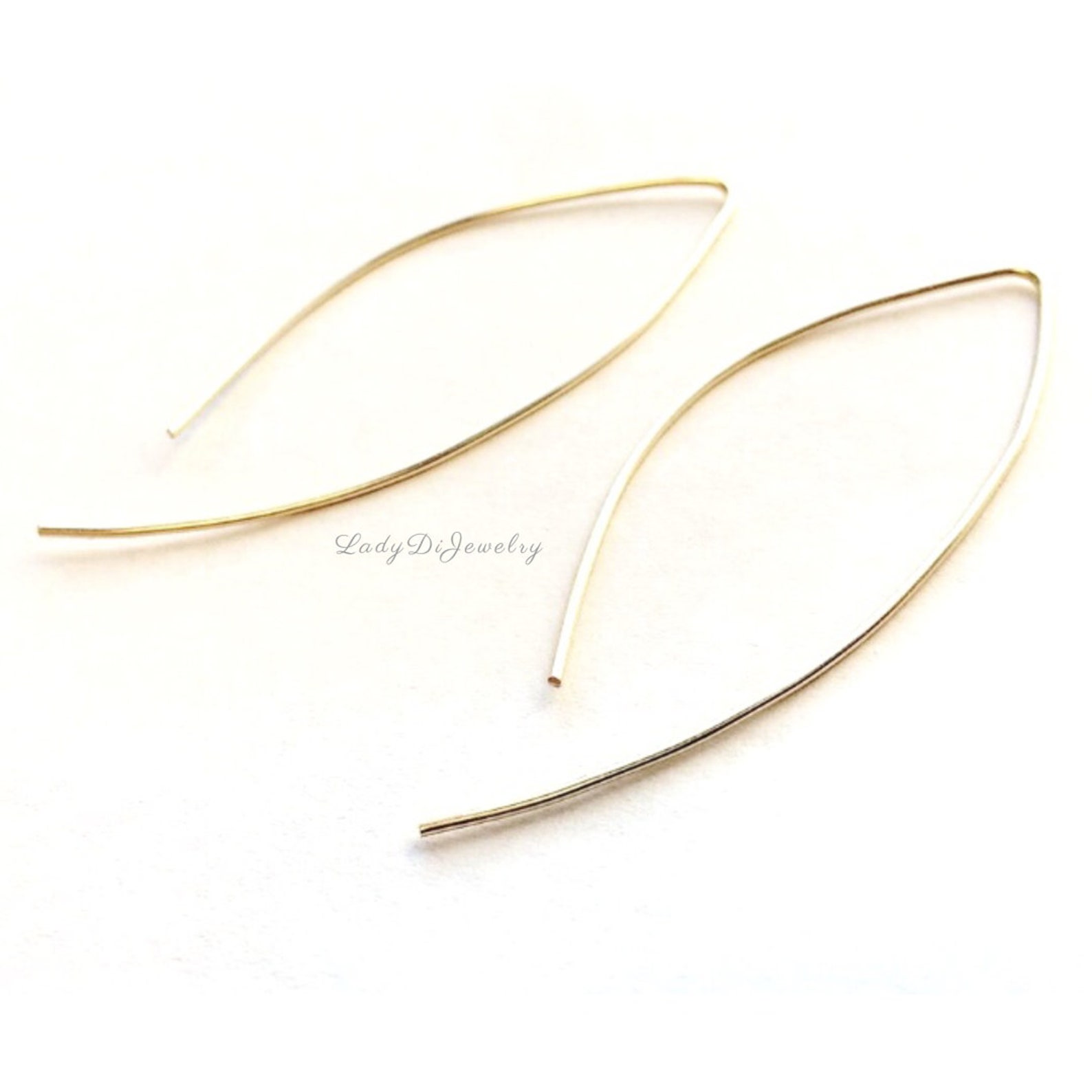 OPEN HOOP EARRINGS arc Earrings Almond 14K Gold /rose - Etsy