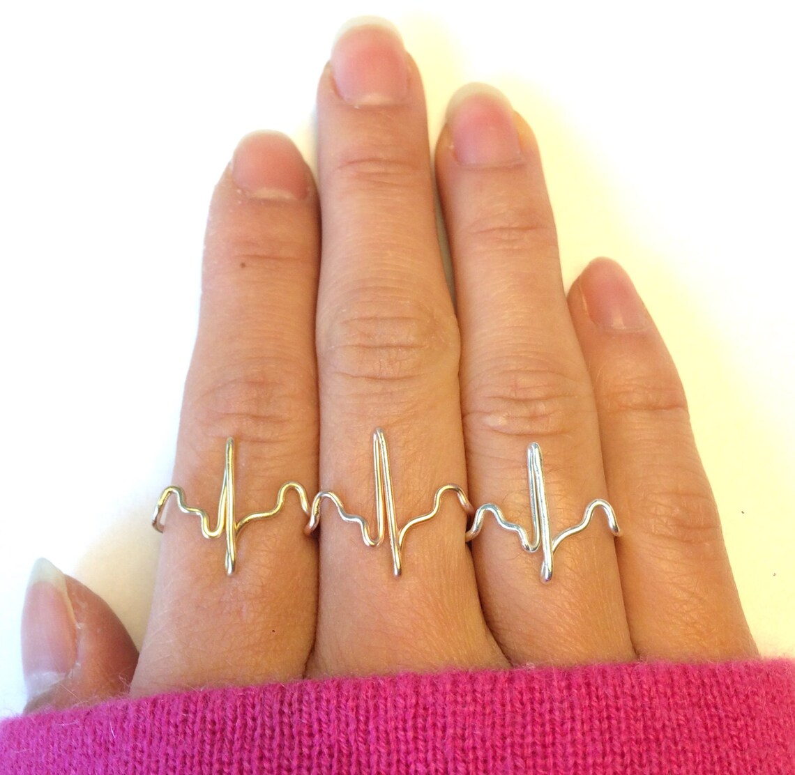 Accurate Ekg Heartbeat Ring -14K Gold /rose Gold-filled /sterling ...