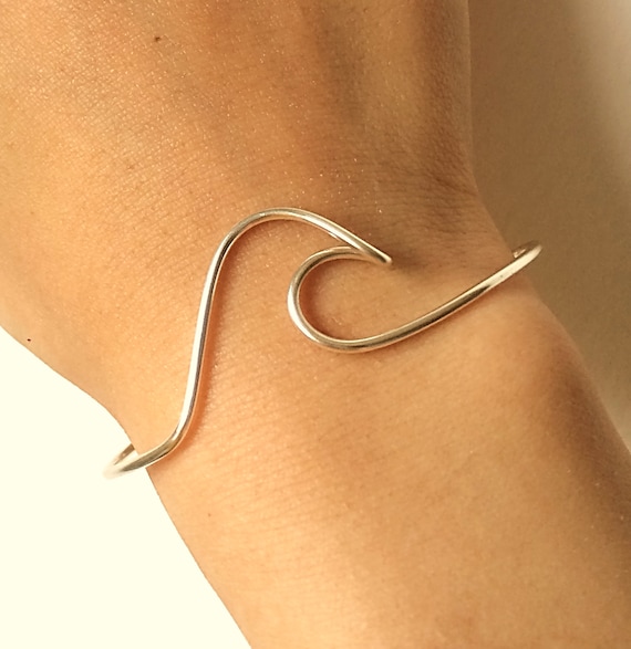 Wave Bracelet wave Bangle sterling Silver /gold /rose Gold - Etsy