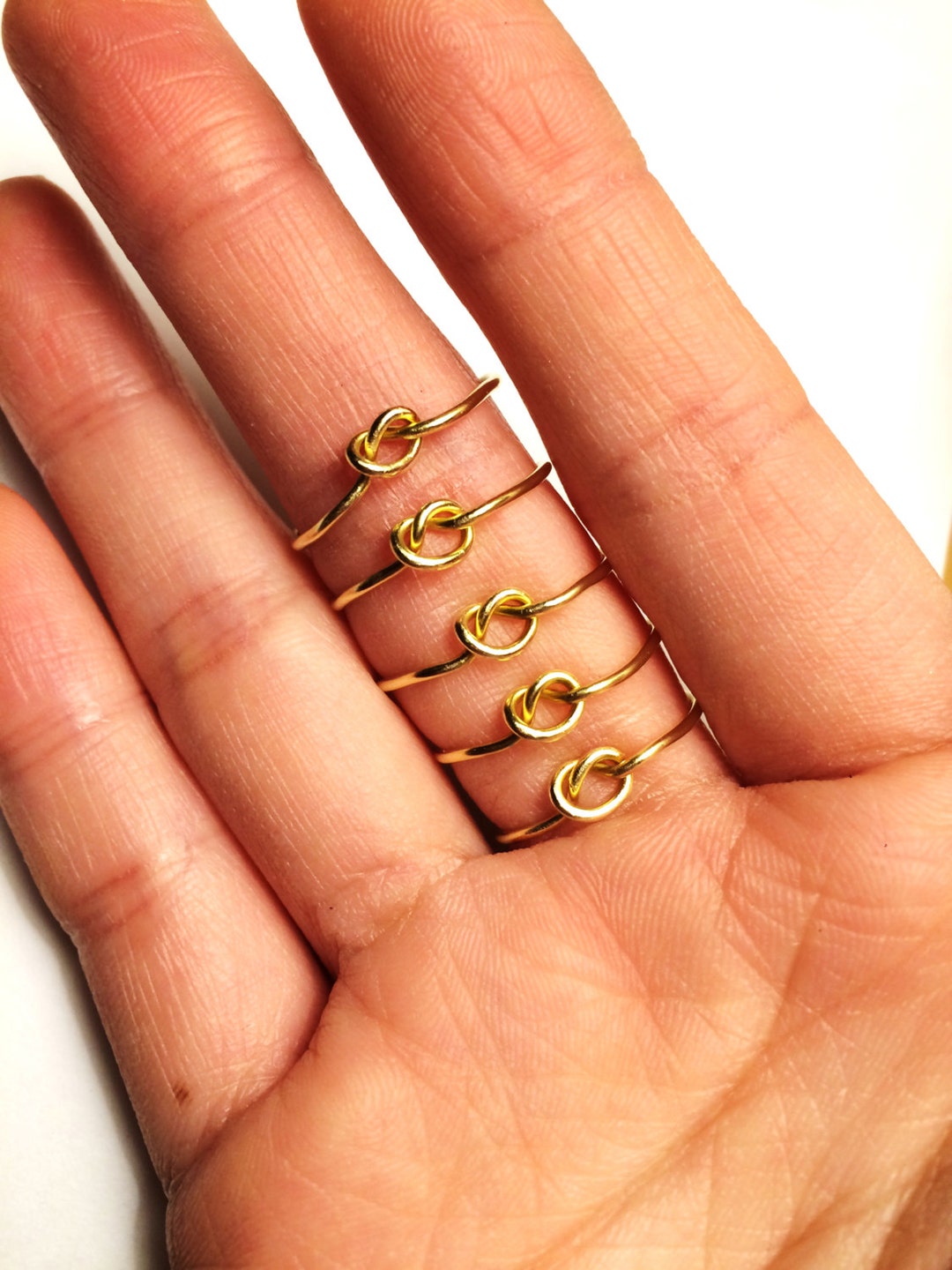 Bridesmaid Gift knot Ring Set 3 4 5 6 7 14K Gold /rose Gold-filled ...