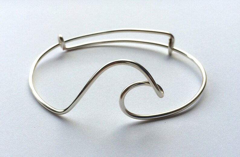 Wave Bracelet -wave Bangle -sterling Silver /gold /rose Gold Wire ...