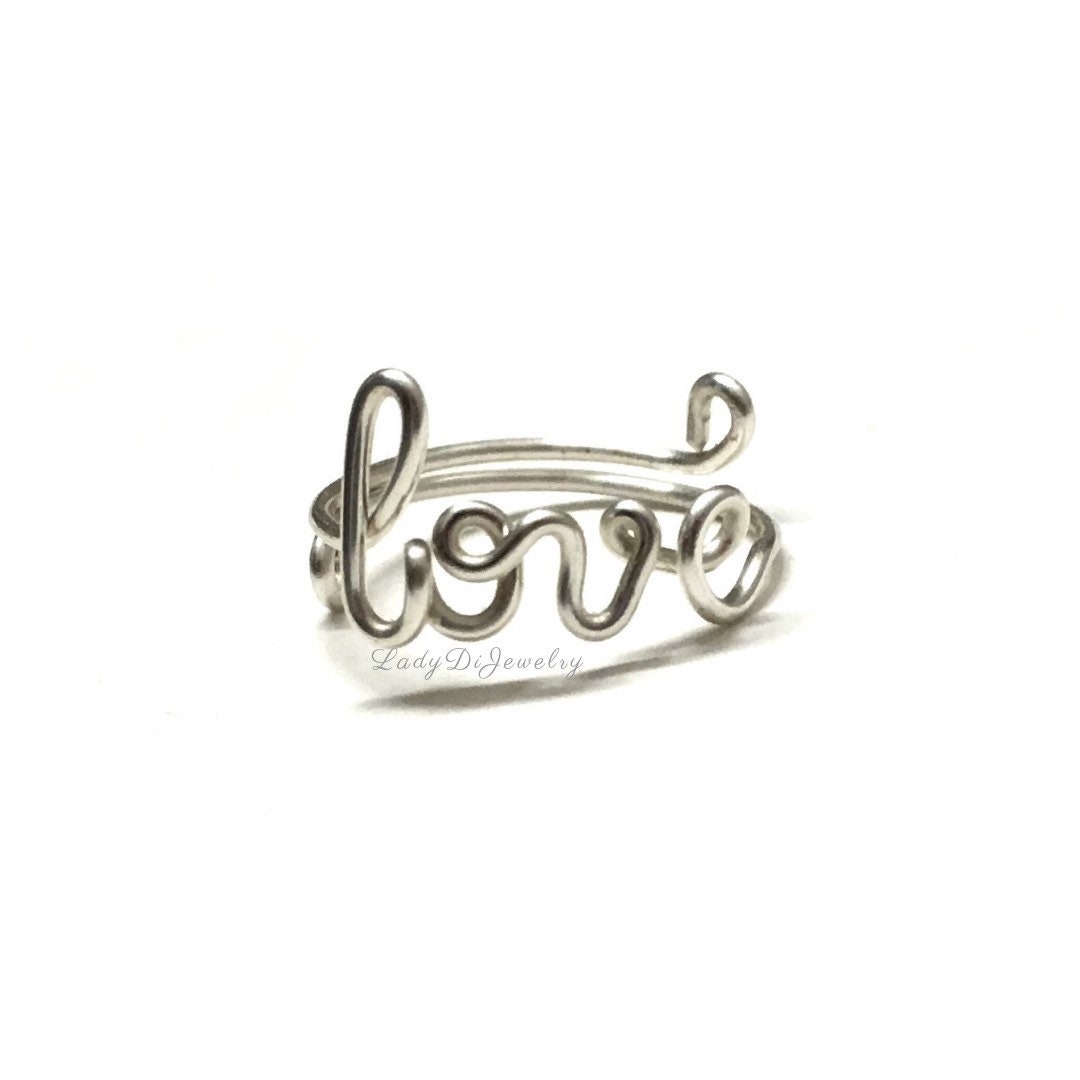 Love Ring -script /cursive Love -14K Gold /rose Gold-filled /sterling ...