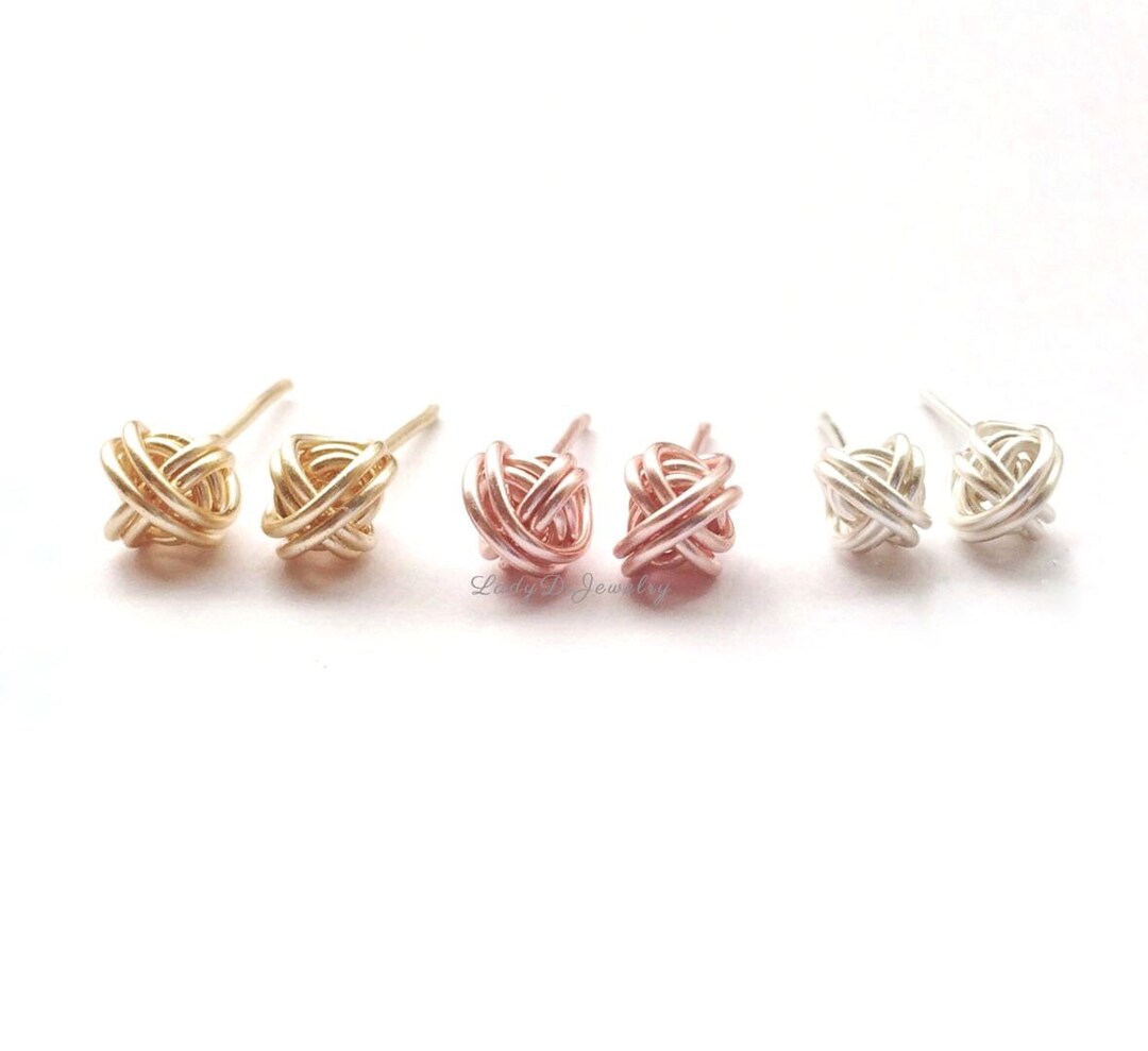 Knot Earrings -bridesmaid Gift Set 3 4 5 6 7 -tie the Knot Stud Earring ...