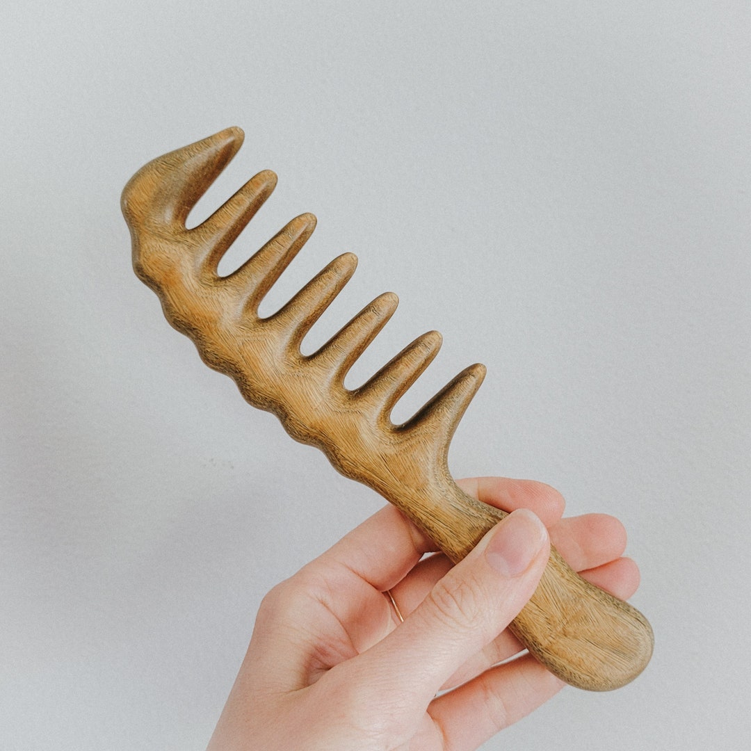 Meridian Head Massage Comb Wide Tooth Detangle Handmade Natural Green ...
