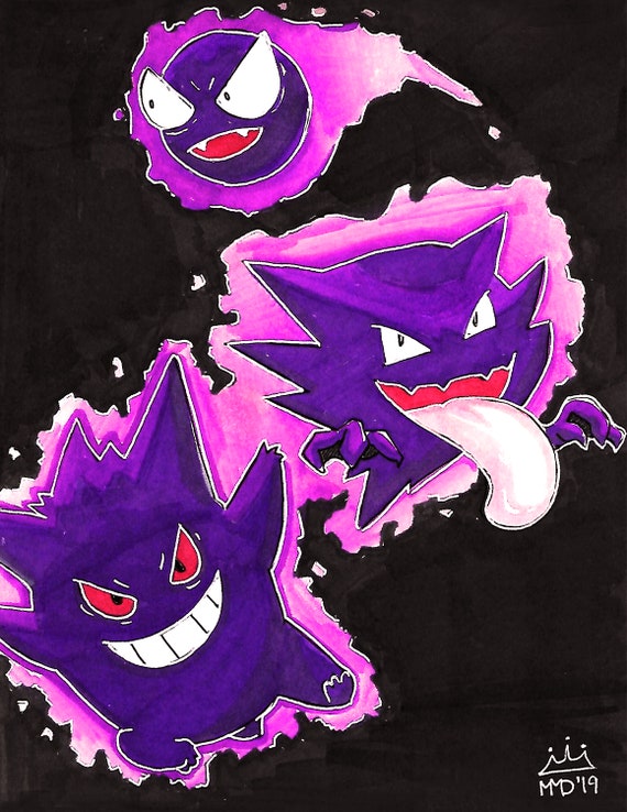 Ghastly Haunter Gengar Print - Etsy