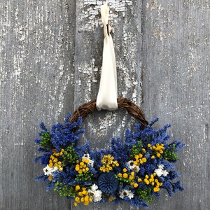 Dried Flower Wreath, Blue German Statice Wreath, German Statice Wreath ...