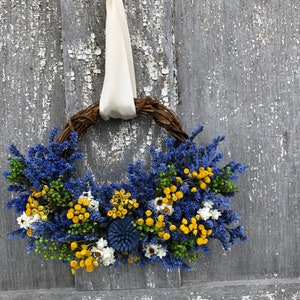 Dried Flower Wreath, Blue German Statice Wreath, German Statice Wreath ...