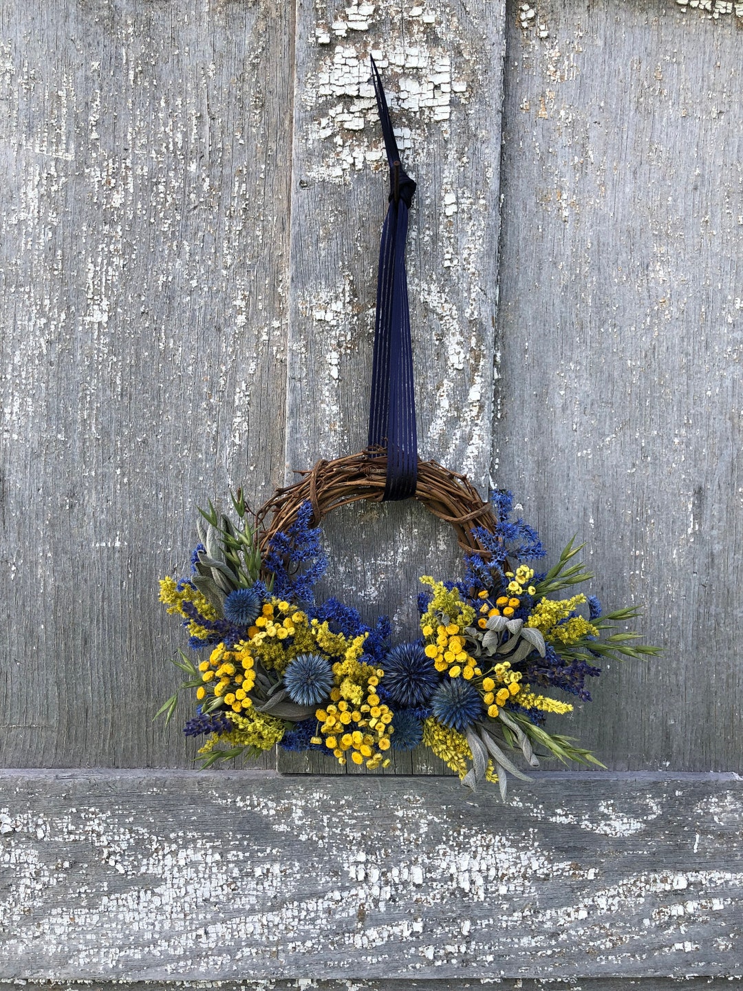 Dried Flower Wreath, Blue German Statice Wreath, German Statice Wreath ...