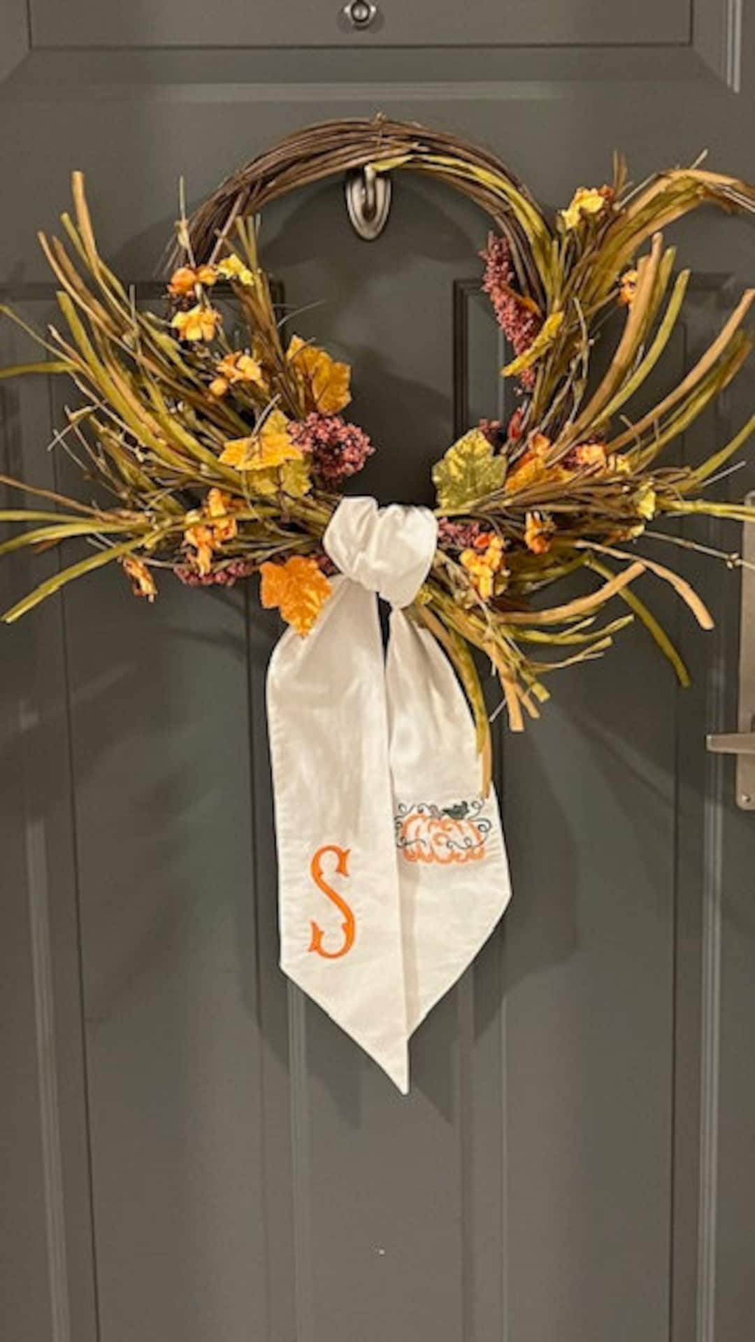 Personalized Wreath Sash, Fall Wreath Sash, Pumpkin Wreath Sash, Initial Wreath Sash - Etsy