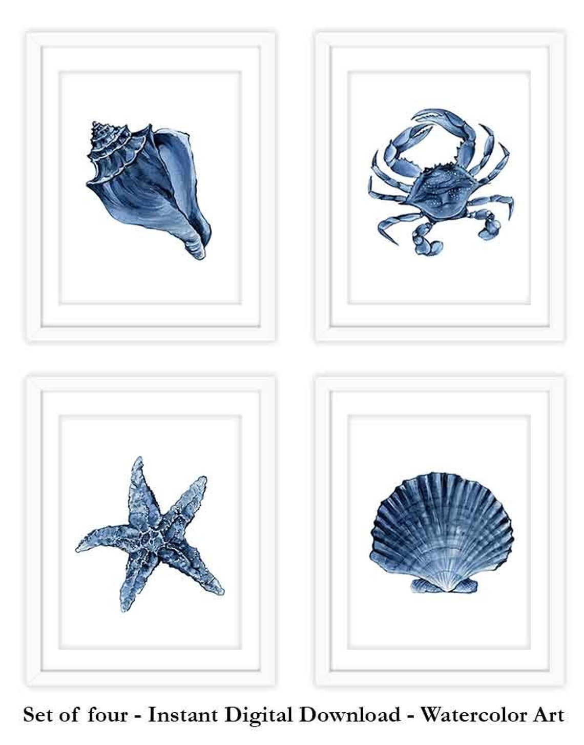 Watercolor Sea Creature Printable Starfish Blue Crab Sea - Etsy Singapore