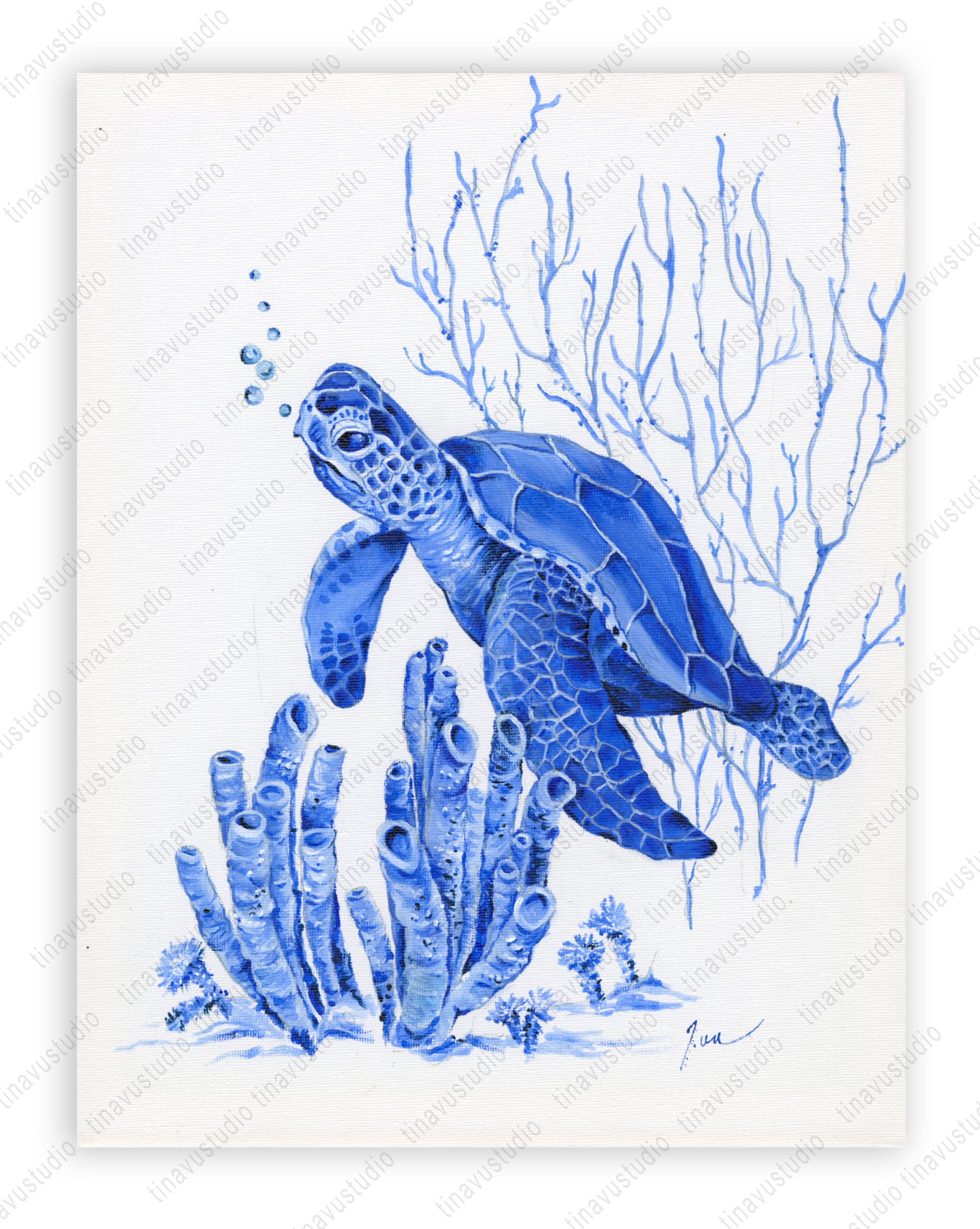 ORIGINAL Acrylic Painting, Sea Turtle Painting, Original Painting of ...