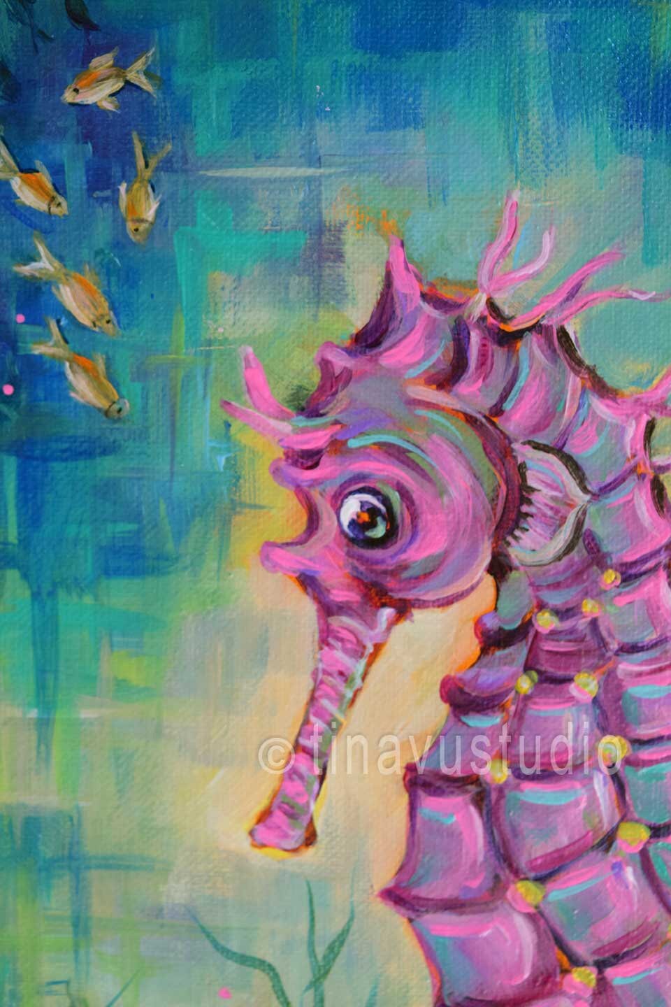 ORIGINAL Seahorse Painting, Original Acrylic Painting, Original Sea ...