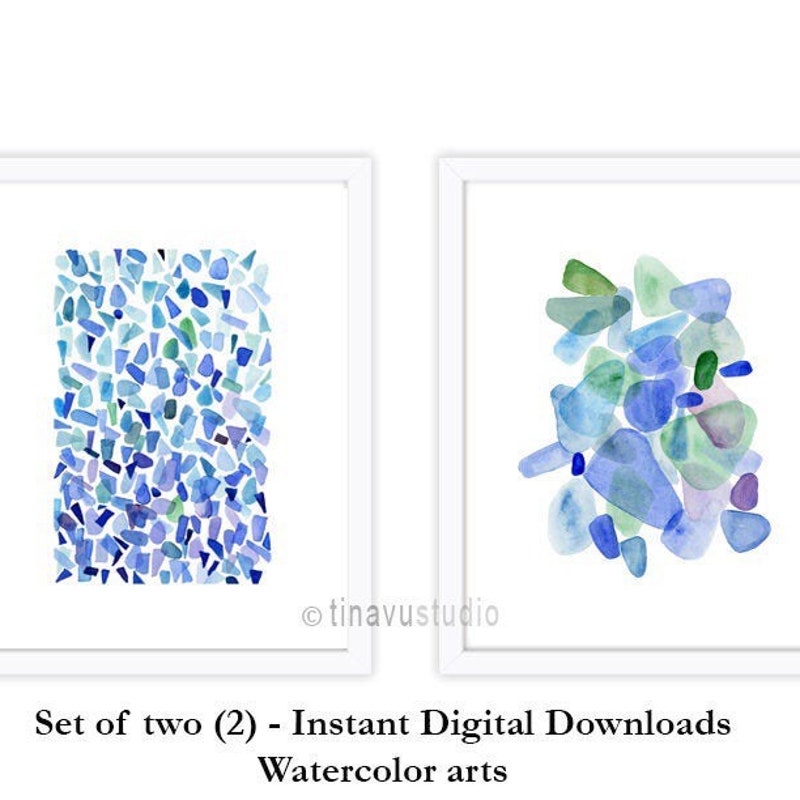 Sea Glass Watercolor Etsy