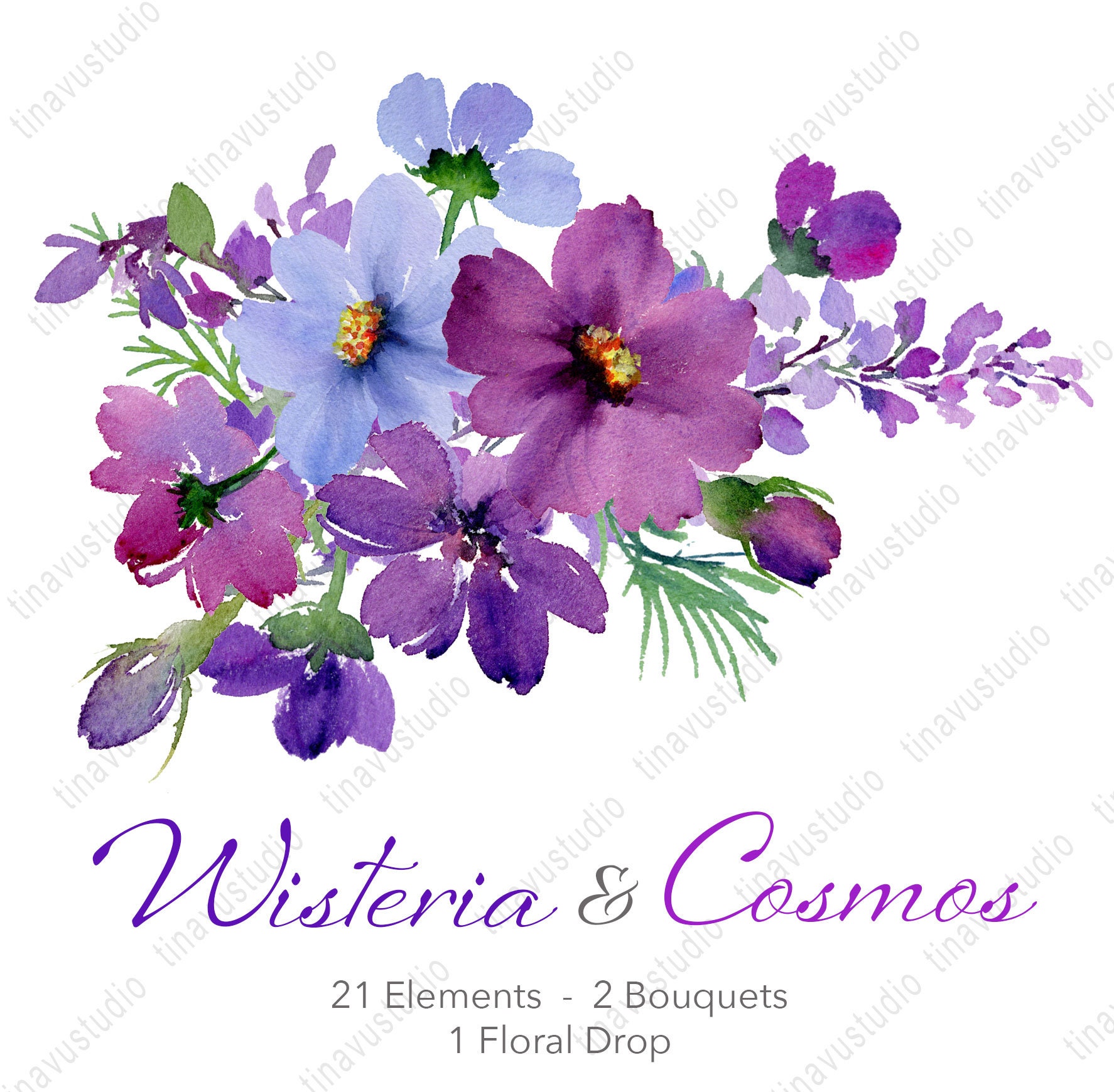 Wisteria Watercolor Digital Download Hand Painted Flower Clip - Etsy