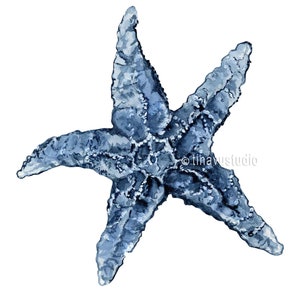 Sea Creature Printable, Indigo Blue Artwork, Starfish, Printable Wall ...
