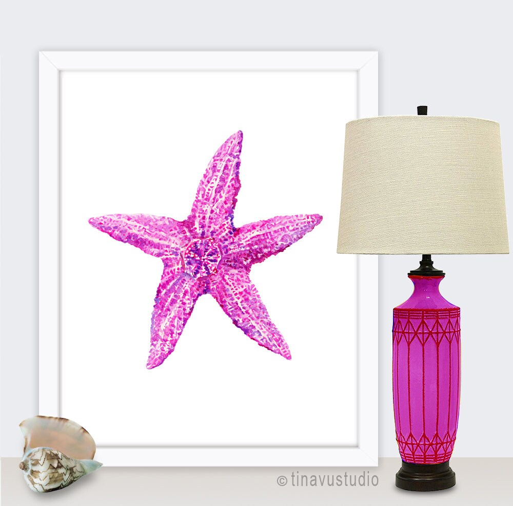 Pink Sea Creature Printable Pink Watercolor Artworks Squid | Etsy