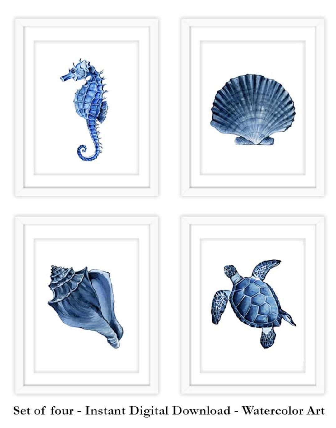 Indigo Sea Turtle, Sea Creature Printable, Indigo Blue Artwork ...