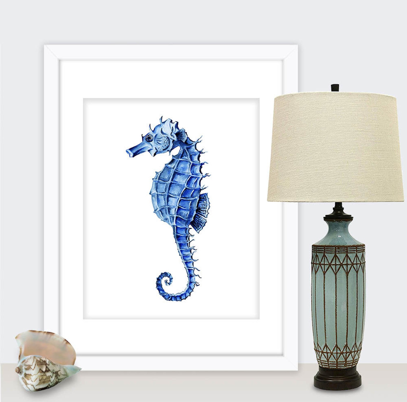 Indigo sea turtle sea creature printable indigo blue | Etsy