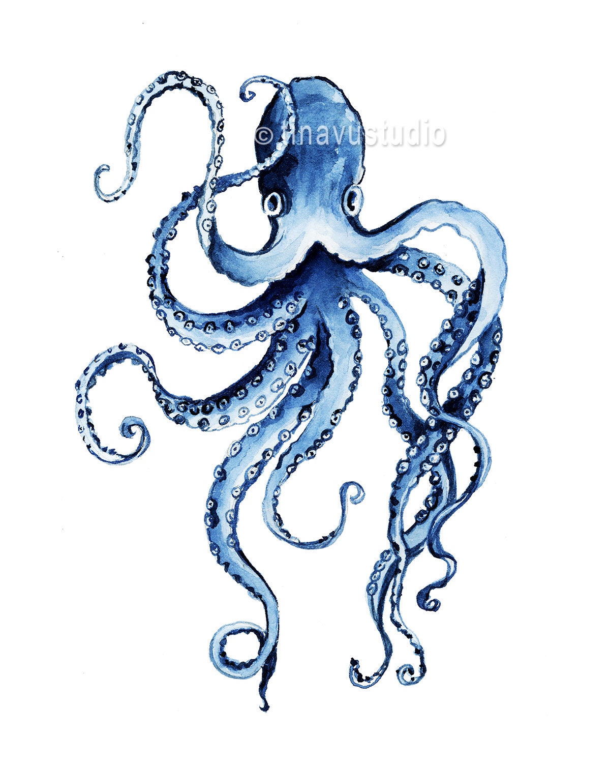 Sea Creature Printable Indigo Blue Artwork Starfish | Etsy