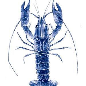 Set of 6 Indigo Watercolor Art, Nautical Printable, Digital Download ...