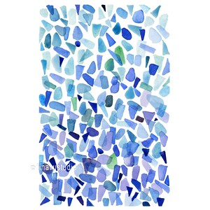 Blue Sea Glass Watercolor Art, Set of 2, Watercolor Sea Glass Printable ...