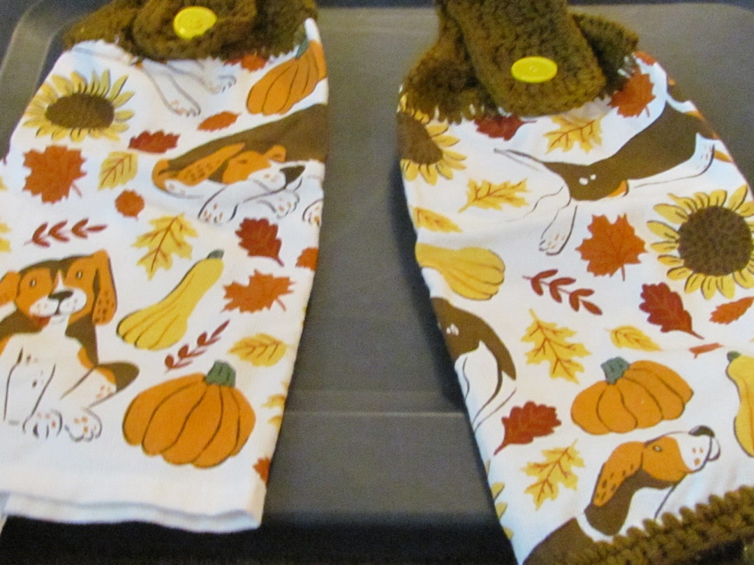 These Are Plush Hand Crocheted Kitchen Plush Towels Do With Fall Leave ...