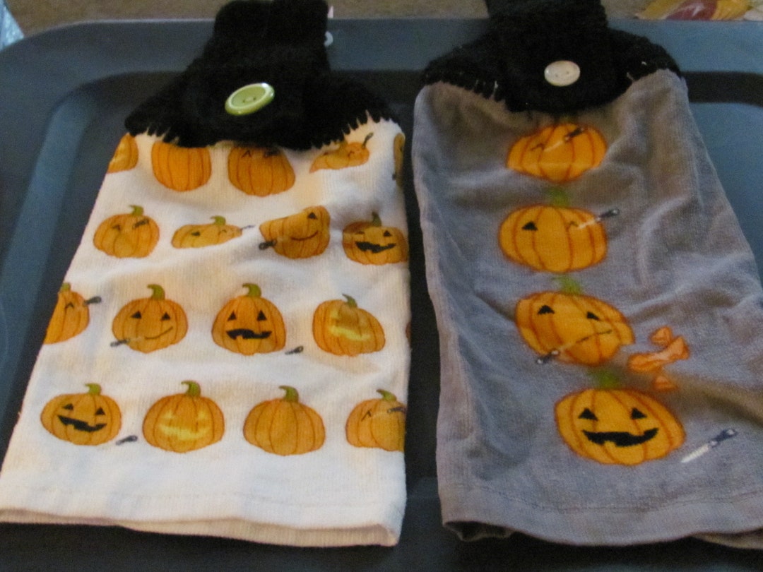 These Are Hand Crocheted Kitchen Plush Towels Carving Pumpkins - Etsy