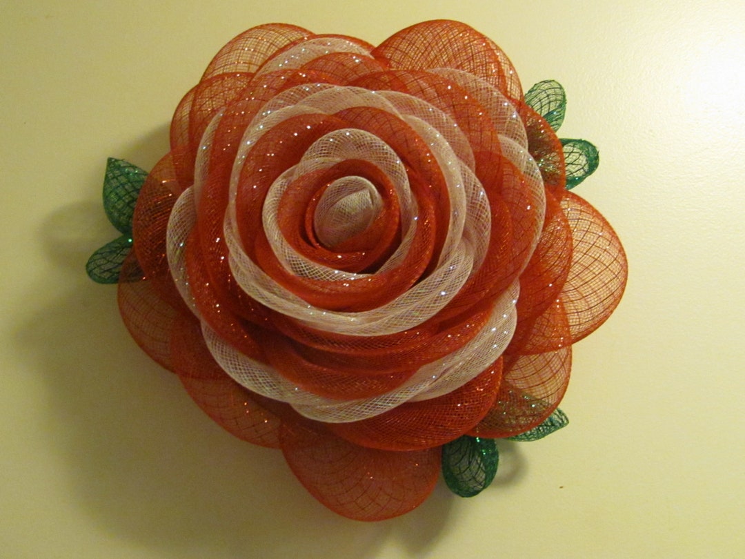 Beautiful Newly Made Deco Mesh Rose Wreath, Yellow Deco Mesh Rose ...