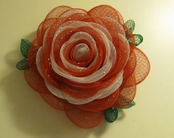 Beautiful Newly Made Deco Mesh White Rose Wreath | Etsy