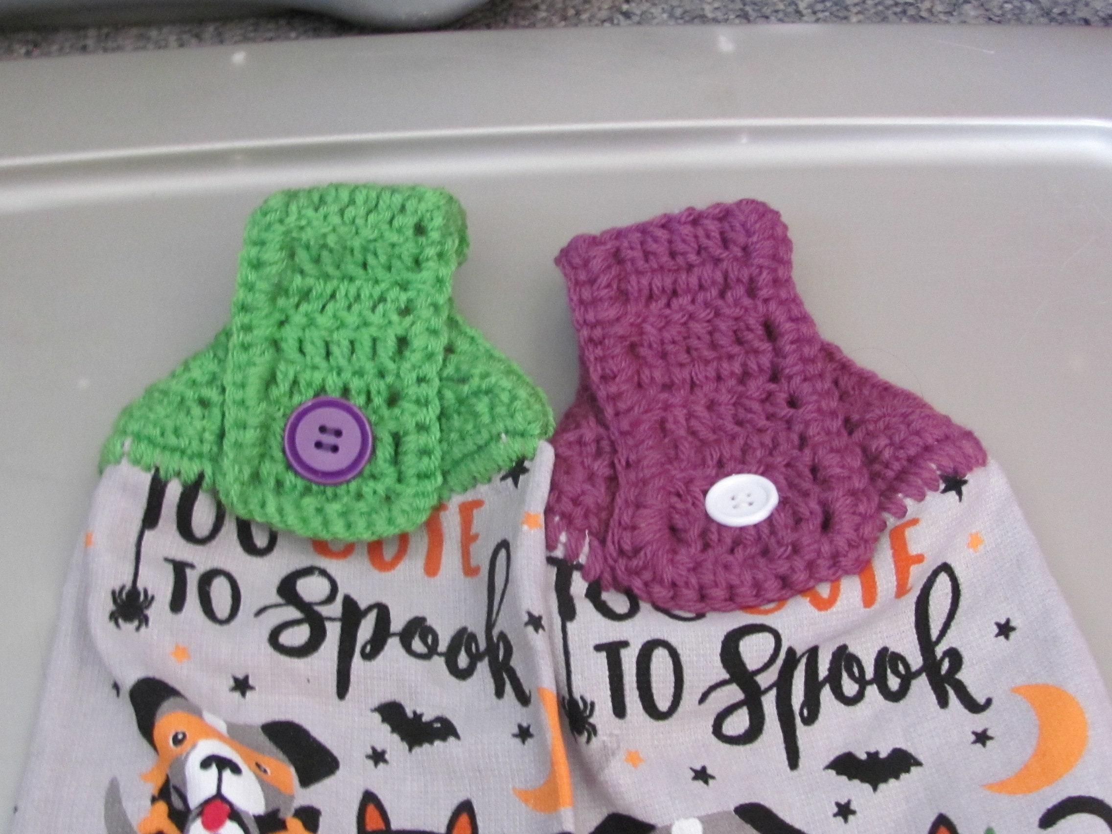 These Are Hand Crocheted Top Kitchen Towels Halloween Dogs/cat - Etsy