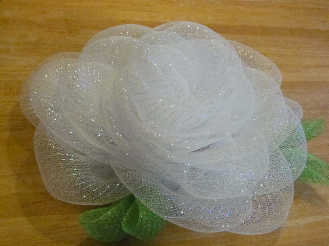 Beautiful Newly Made Deco Mesh White Rose Wreath - Etsy