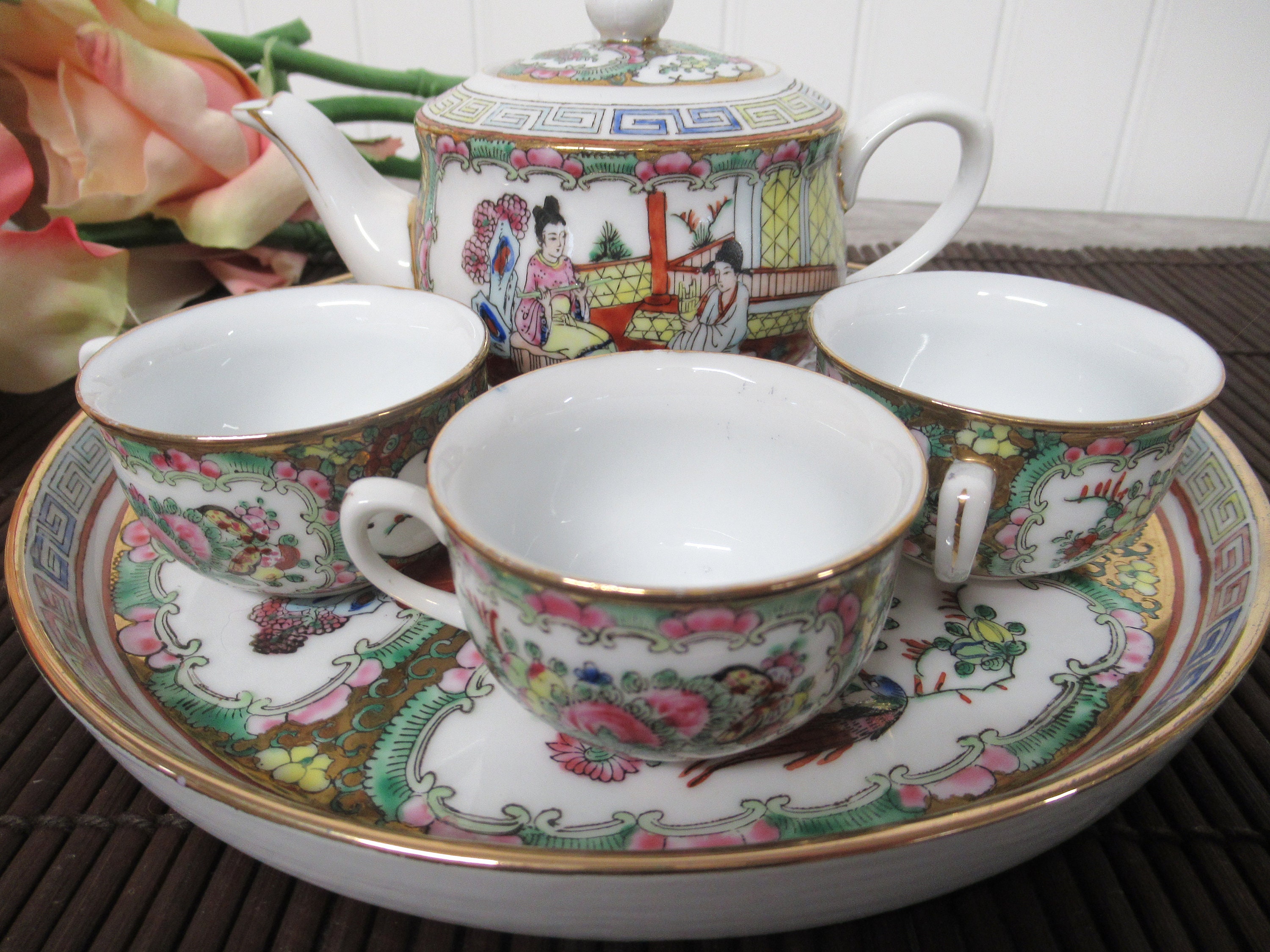 Vintage Chinese Porcelain Asian Oriental Tea Set CHINESE Set - Etsy