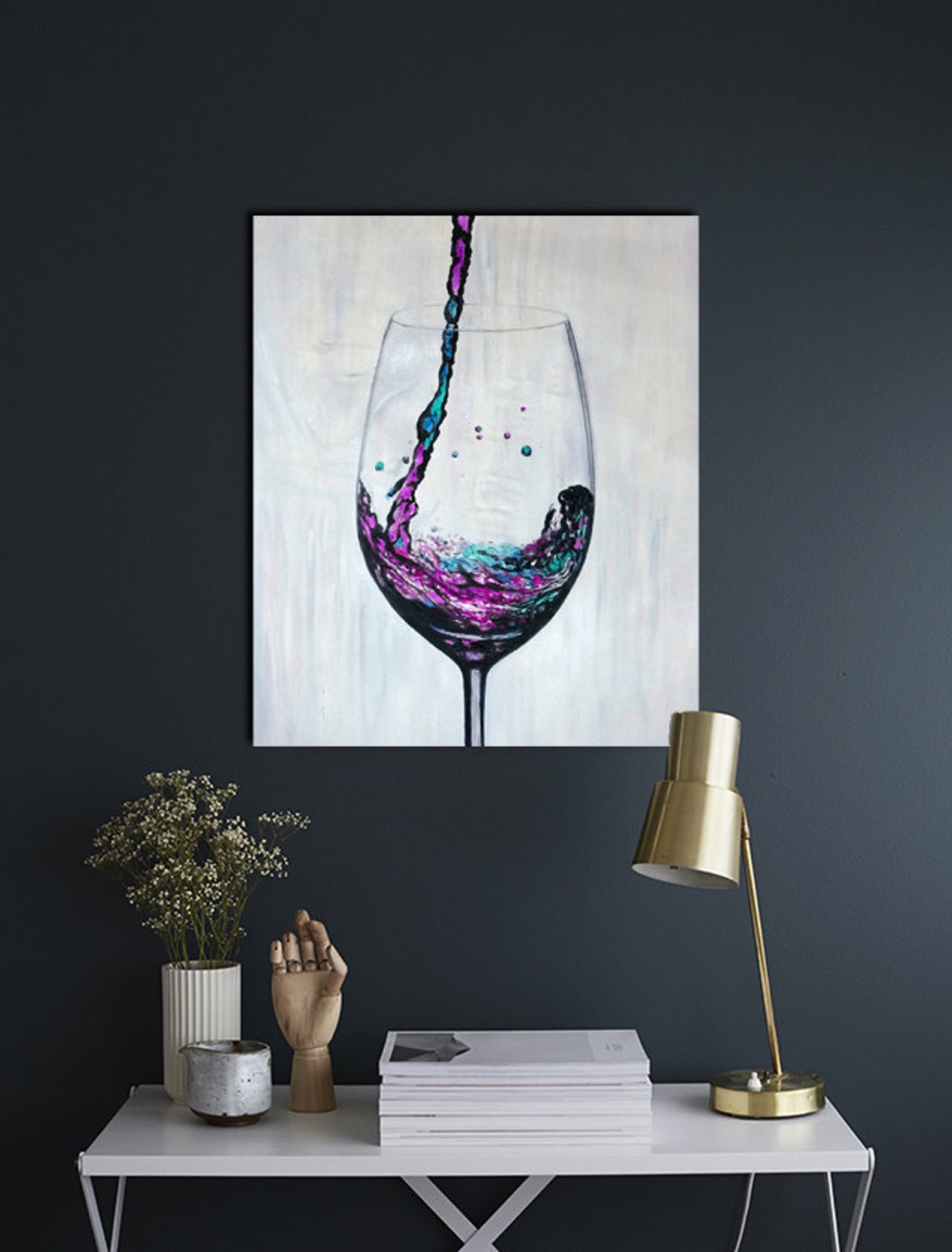 Wine Painting Canvas Wall Art | Original Oil Painting on Canvas, Fine ...