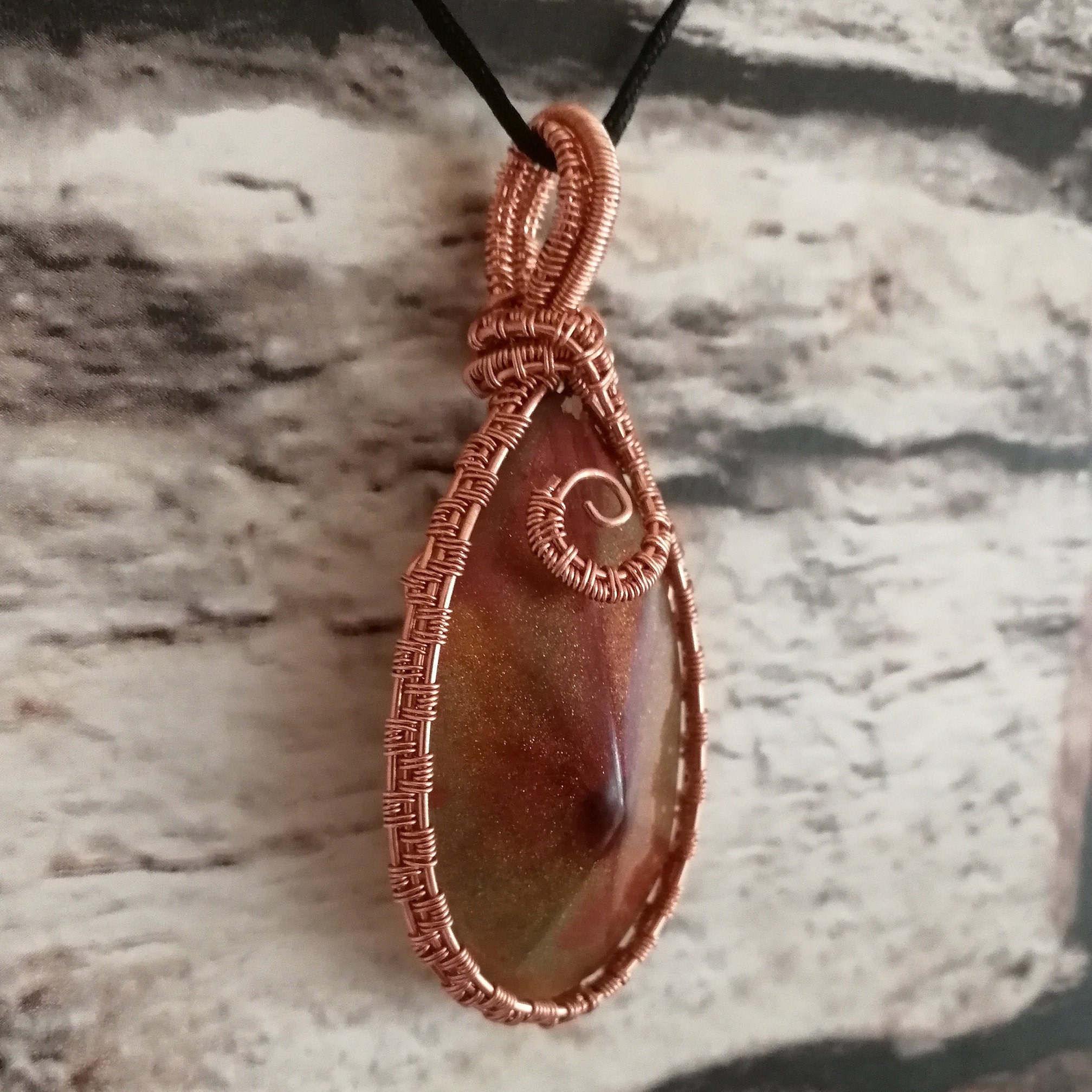 Copper Wire Wrapped Resin Pendant - Etsy