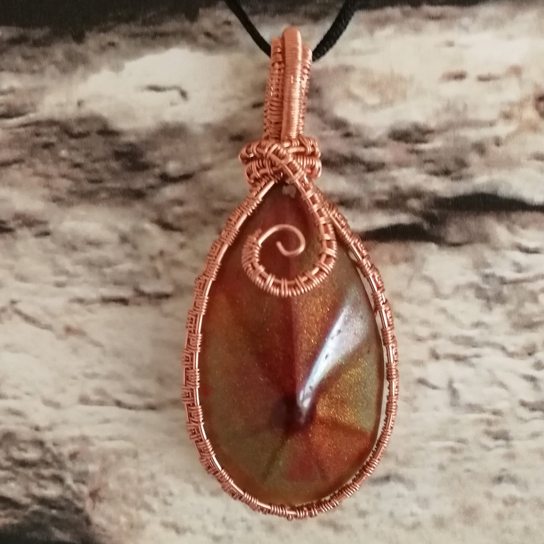 Copper Wire Wrapped Resin Pendant - Etsy