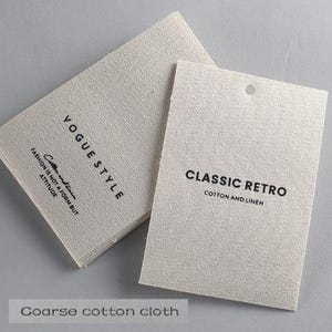 1000 Pcs Custom Cotton Hang Tag, Beige / White Cotton Hang Tag, Fabric ...