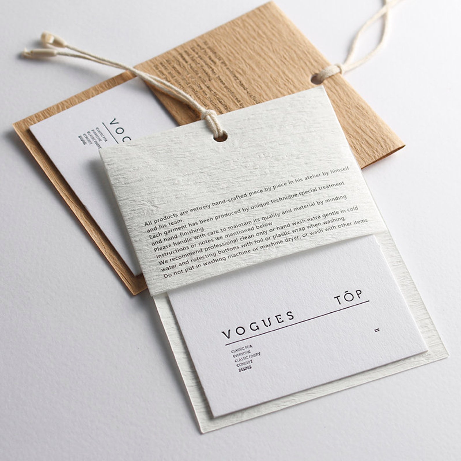 1000 Set Custom Paper Swing Tags, Khaki / White Paper Hang Tag,with String , for Clothing With ...