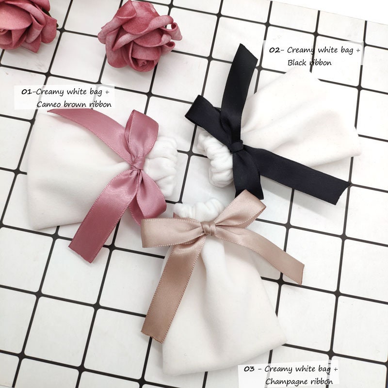 100 Bags Small Plush Velvet Drawstring Ribbon Pouch Pocket | Etsy