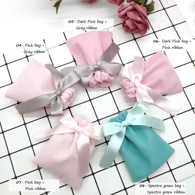 100 Bags Small Plush Velvet Drawstring Ribbon Pouch Pocket - Etsy