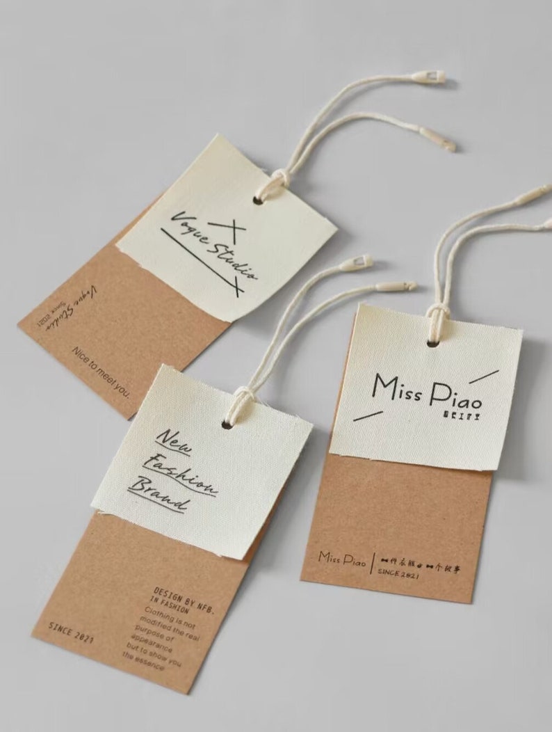 1000 Custom Hang Tags Set | Kraft Apparel Tags With Cotton Label - Etsy