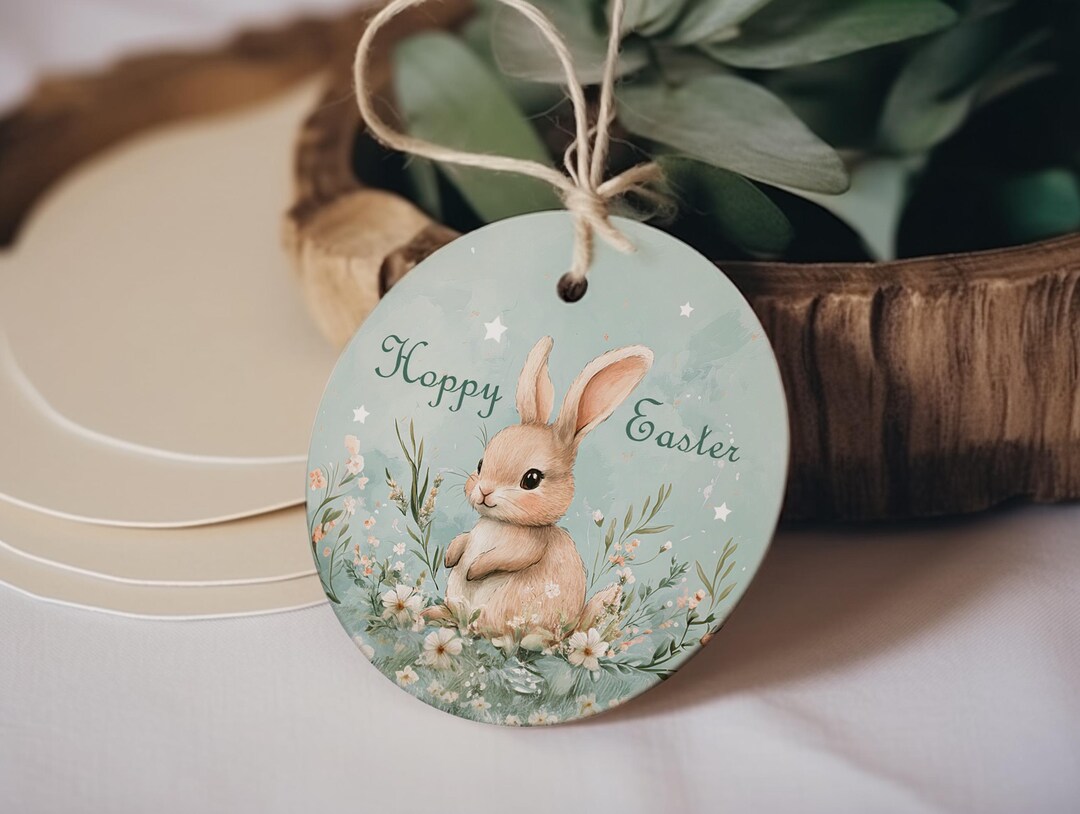 Printable Easter Gift Tags, Cute Bunny Jar Labels, Round Treat Tags ...