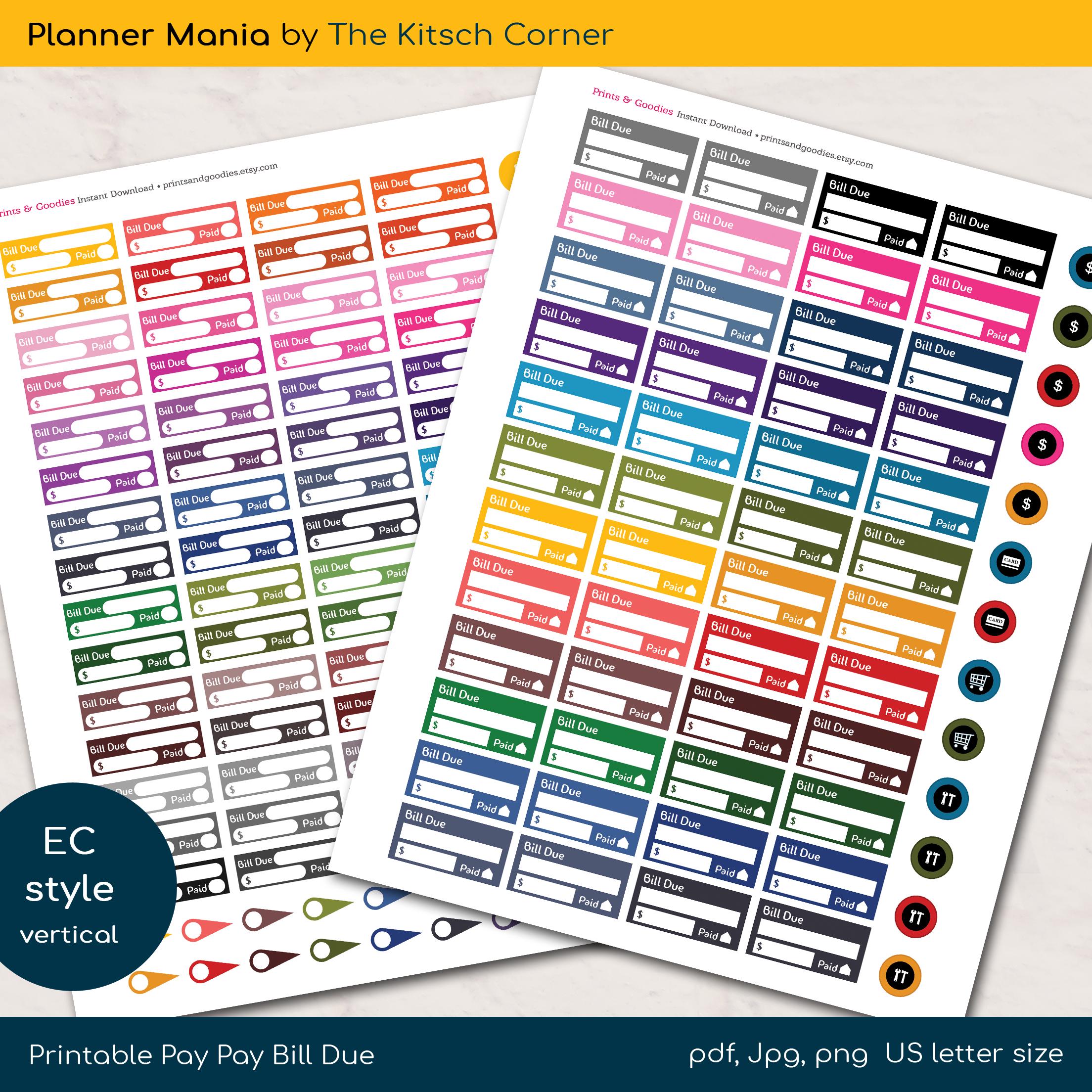 Printable Budget Planner Stickers, Bill Due, Pay Day, Expense Tracker ...