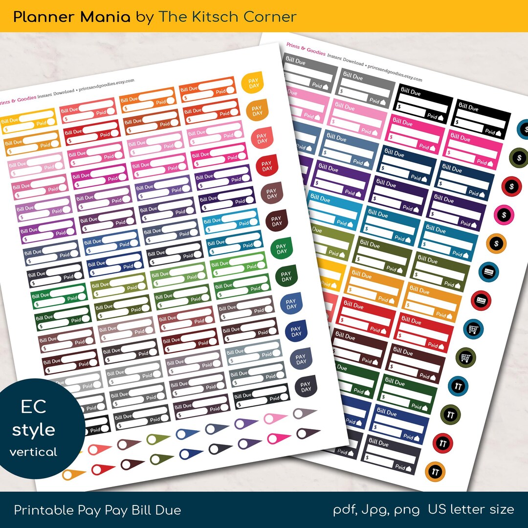 Printable Budget Planner Stickers, Bill Due, Pay Day, Expense Tracker ...