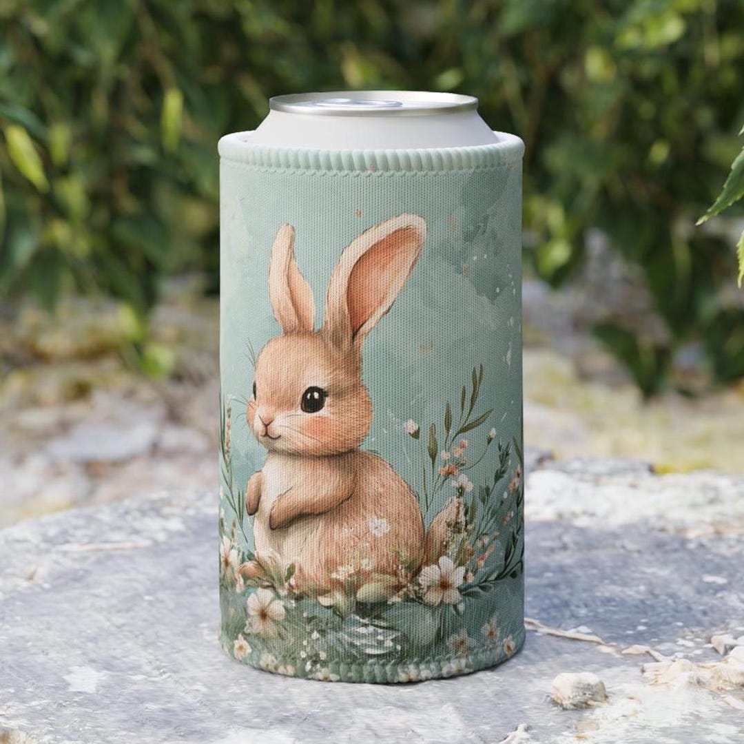 Personalized Bunny Stubby Cooler, Custom Name Gift, Easter Drink Holder ...