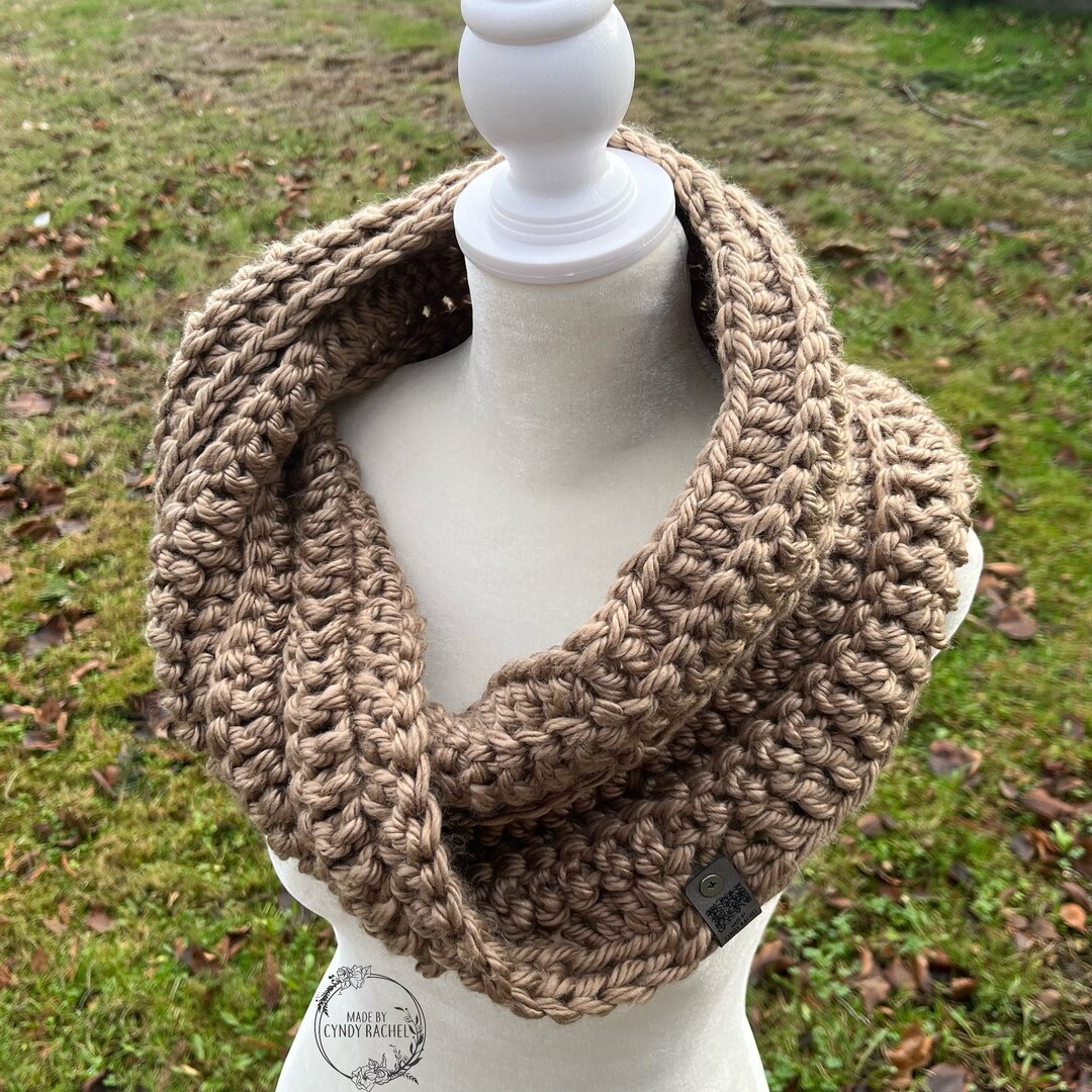 Cowl Scarf Beige, Crochet Scarf for Women, Chunky Knit Scarf, Winter ...