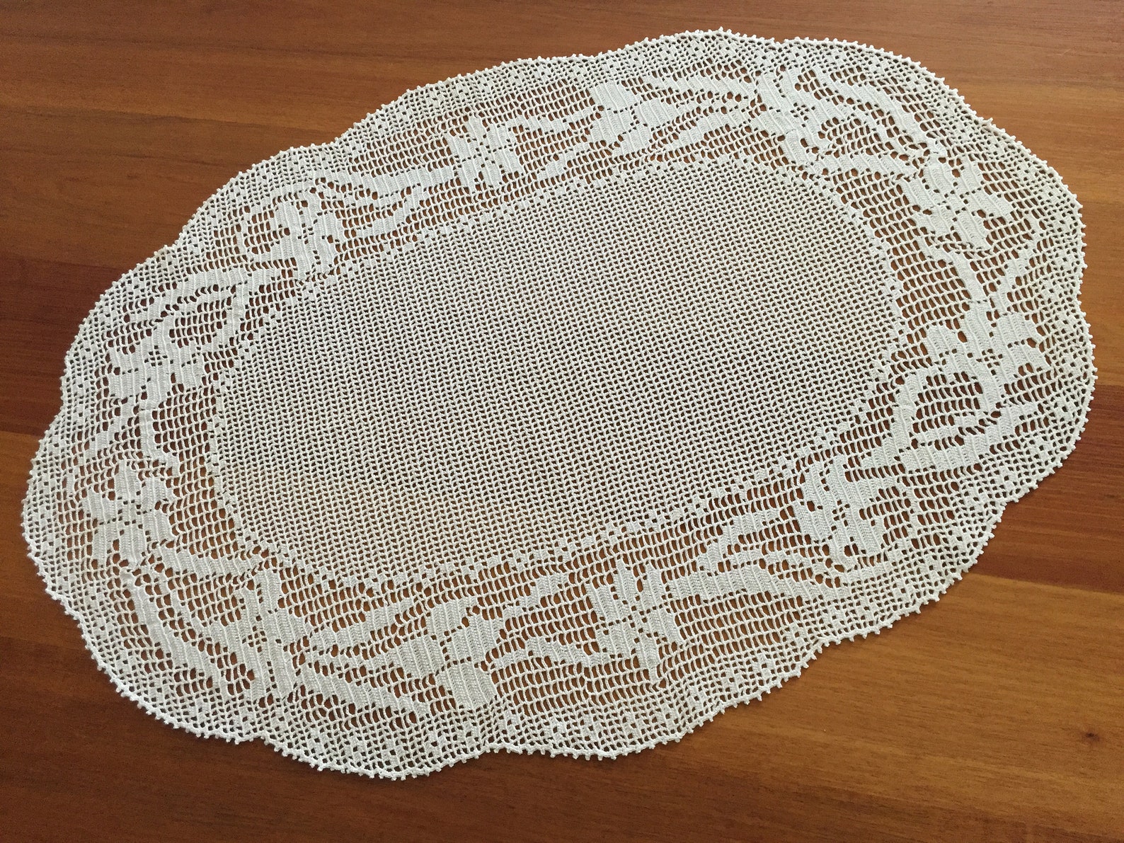 Mary Card Designed "lacey LILY Round or Oval Mat" Filet Crochet Lace ...